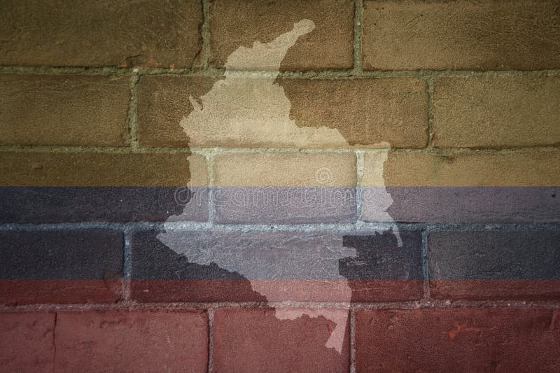 Map and Flag of Colombia on a Old Brick Wall Stock Photo - Image of ...