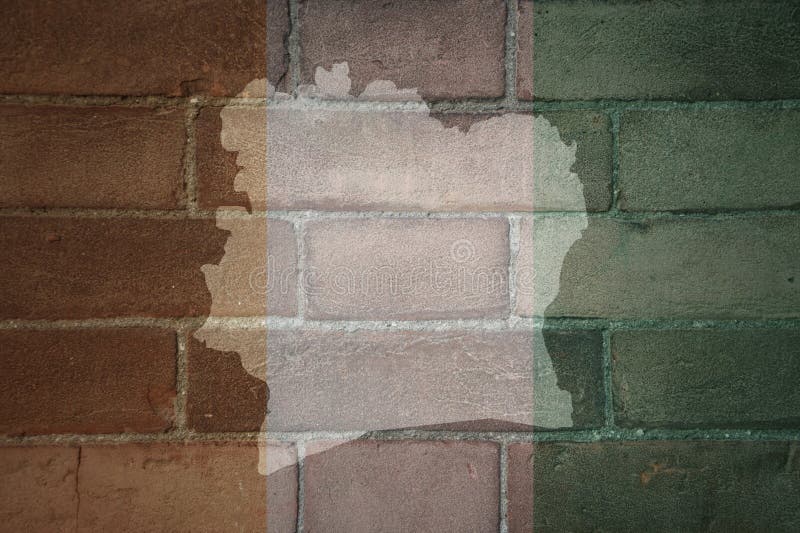 Map and Flag of Cote Divoire on a Old Brick Wall Stock Image - Image of ...