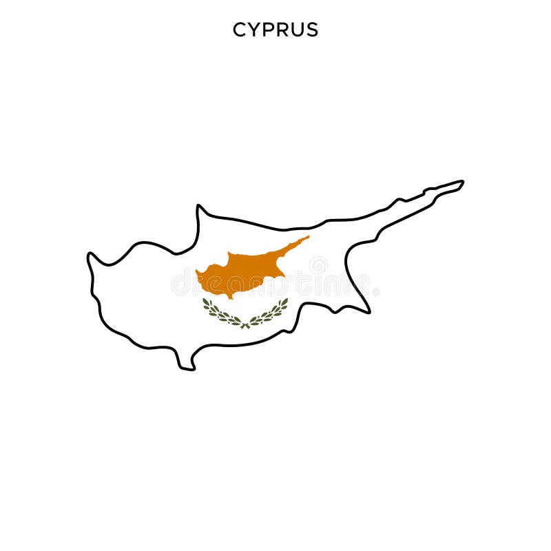 Map and Flag of Cyprus Vector Design Template with Editable Stroke ...