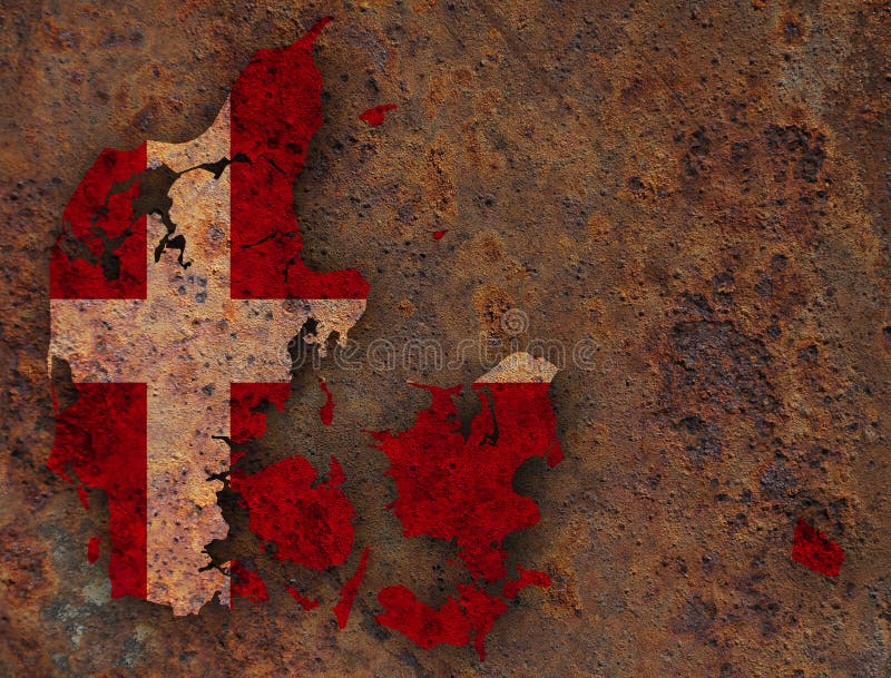 Map and Flag of Denmark on Rusty Metal Stock Image - Image of iron ...