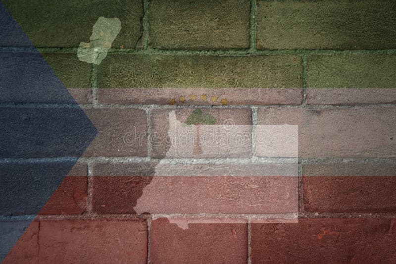 Map and Flag of Equatorial Guinea on a Old Brick Wall Stock Image ...