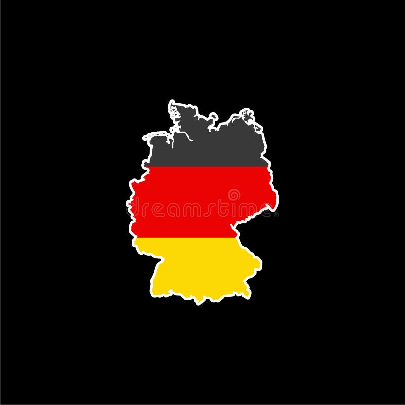 Map and Flag of Germany Icon Isolated on Dark Background Stock ...