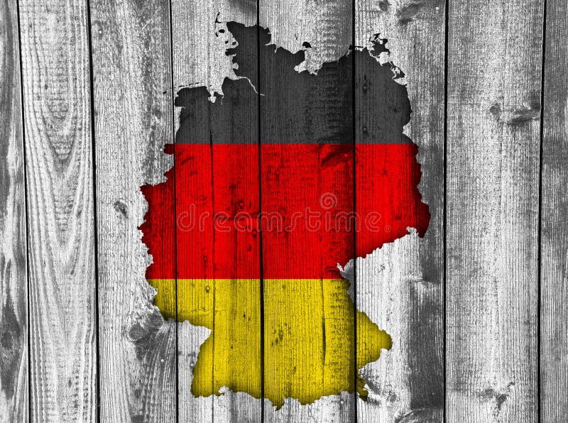 Map and Flag of Germany on Weathered Wood Stock Image - Image of ...