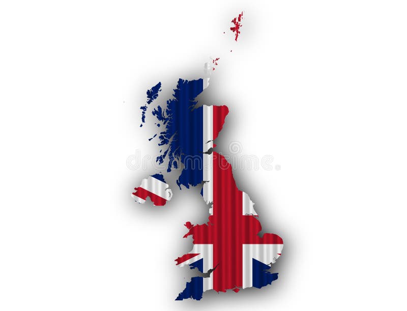 Map and Flag of Great Britain on Linen, Stock Illustration ...