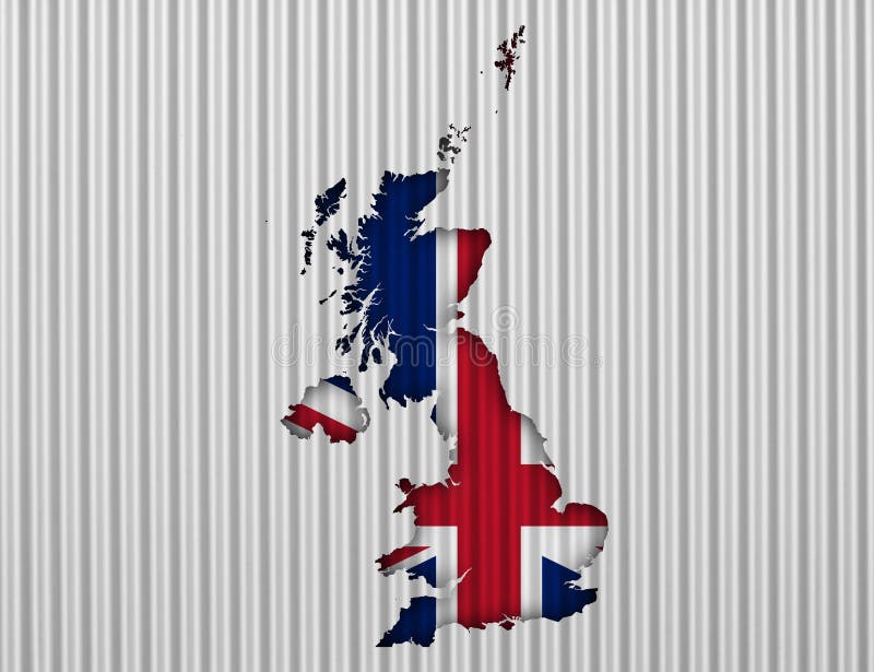 Map and Flag of Great Britain on Corrugated Iron, Stock Illustration ...