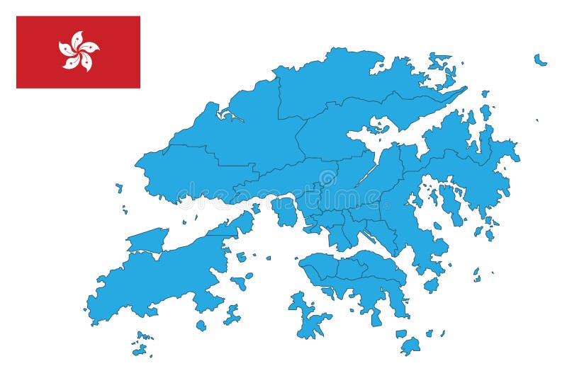 Map and flag of Hong Kong stock vector. Illustration of communication ...
