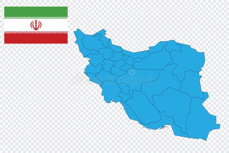 Iran Map Design with 3D Style. Blue Iran Map and National Flag Stock ...