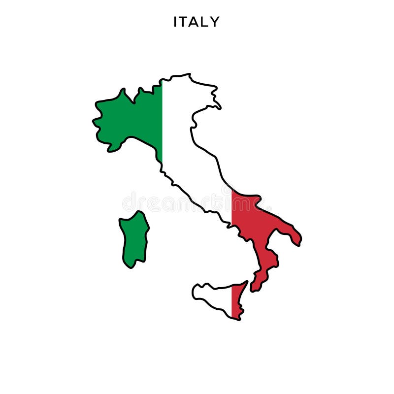 Map and Flag of Italy Vector Design Template with Editable Stroke ...