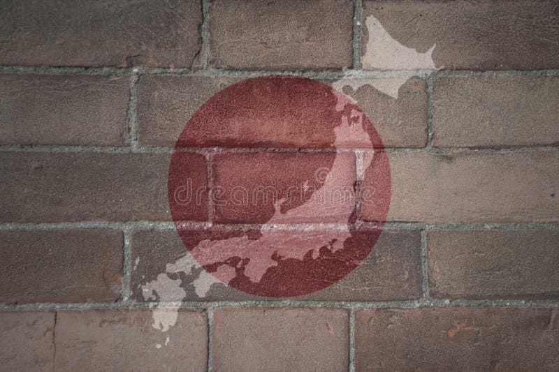 Map and Flag of Japan on a Old Brick Wall Stock Illustration ...