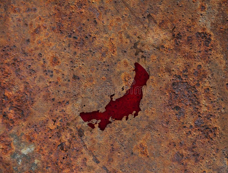 Map and Flag of Japan on Rusty Metal Stock Illustration - Illustration ...