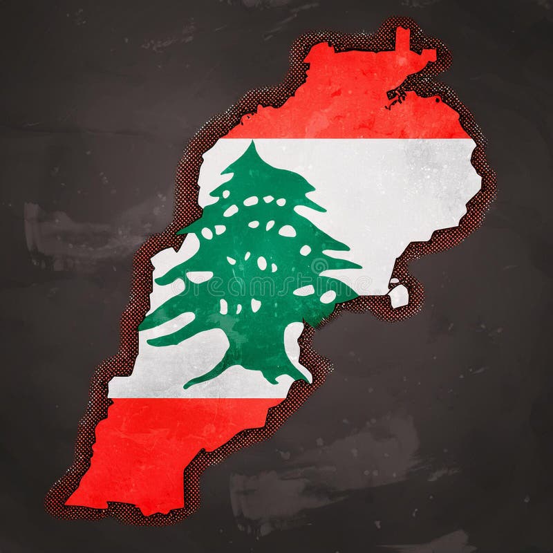 Map and flag of Lebanon stock illustration. Illustration of drawing ...