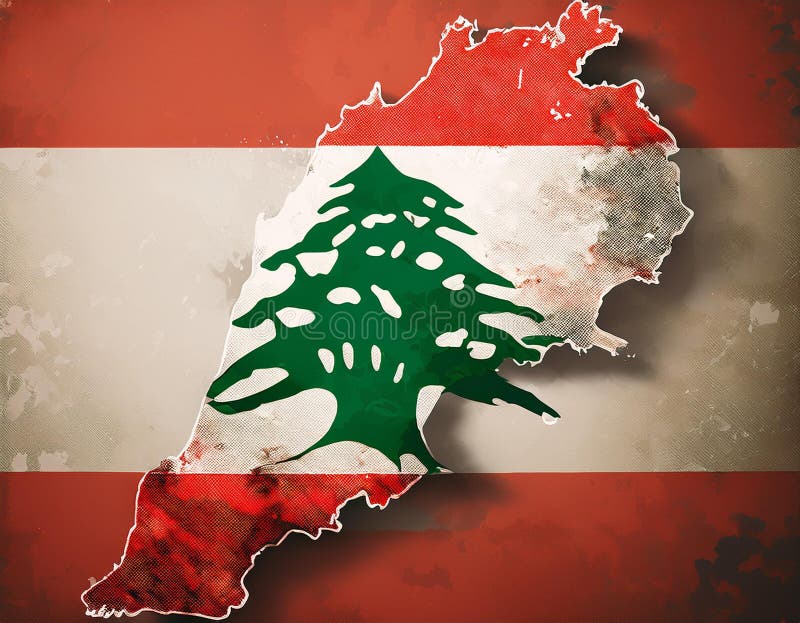 Map and flag of Lebanon stock illustration. Illustration of chart - 338837939