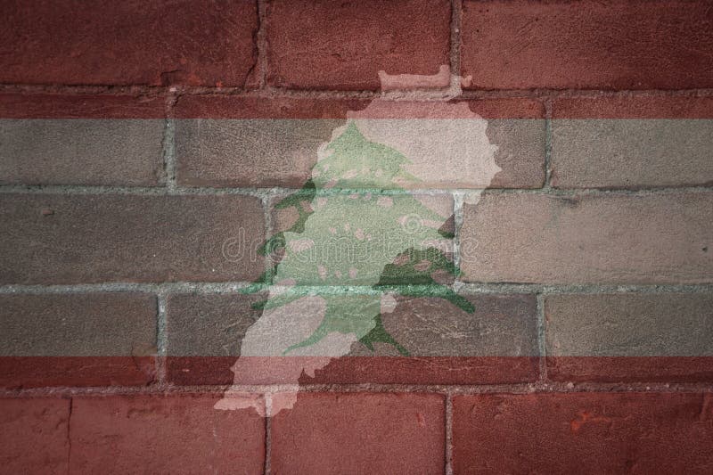 Map and Flag of Lebanon on a Old Brick Wall Stock Illustration ...