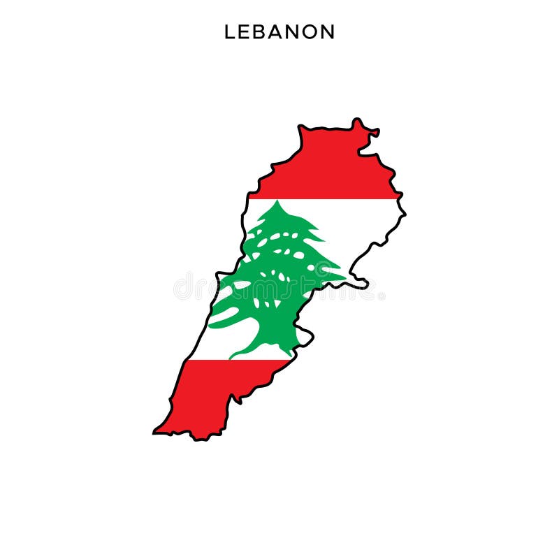Map and Flag of Lebanon Vector Design Template with Editable Stroke ...