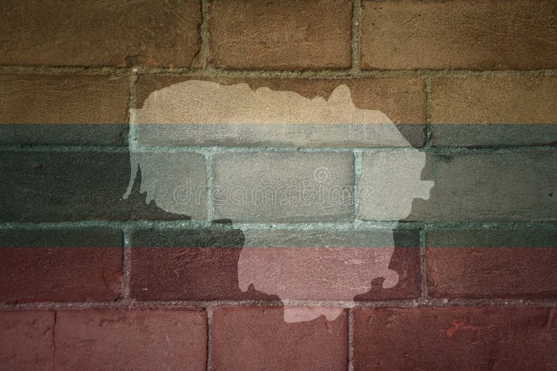 Map and Flag of Lithuania on a Old Brick Wall Stock Image - Image of ...