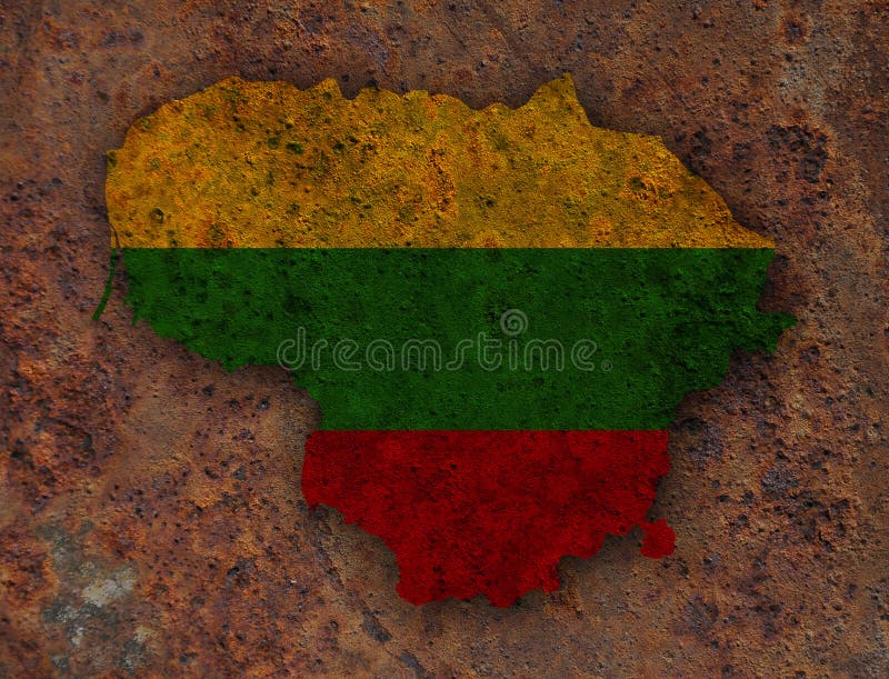 Map and Flag of Lithuania on Rusty Metal Stock Image - Image of rust ...