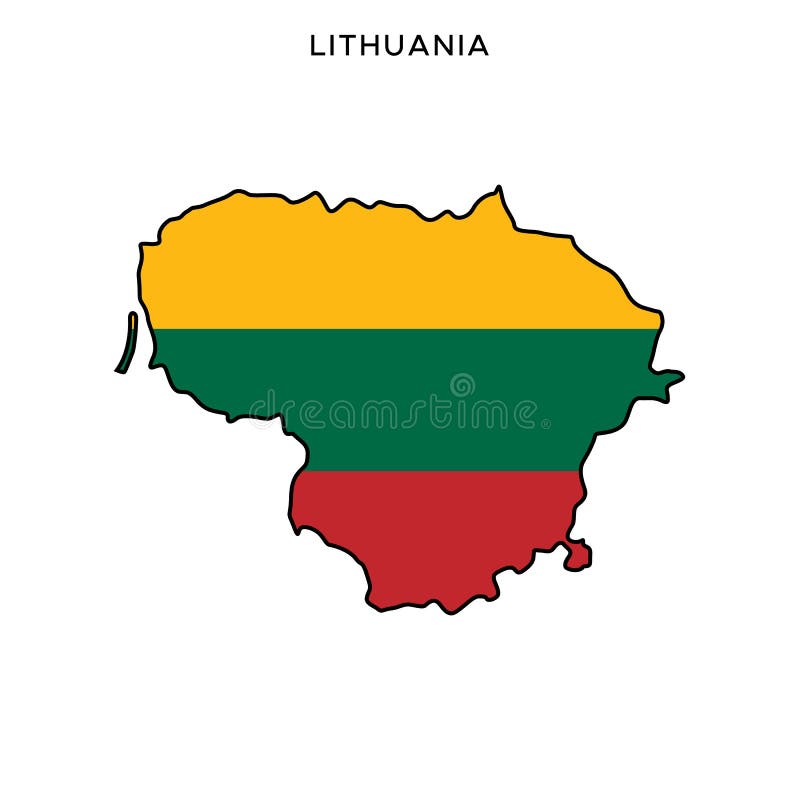 Map and Flag of Lithuania Vector Design Template with Editable Stroke ...