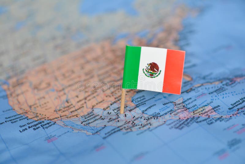 Map with flag of Mexico stock image. Image of country - 147045903