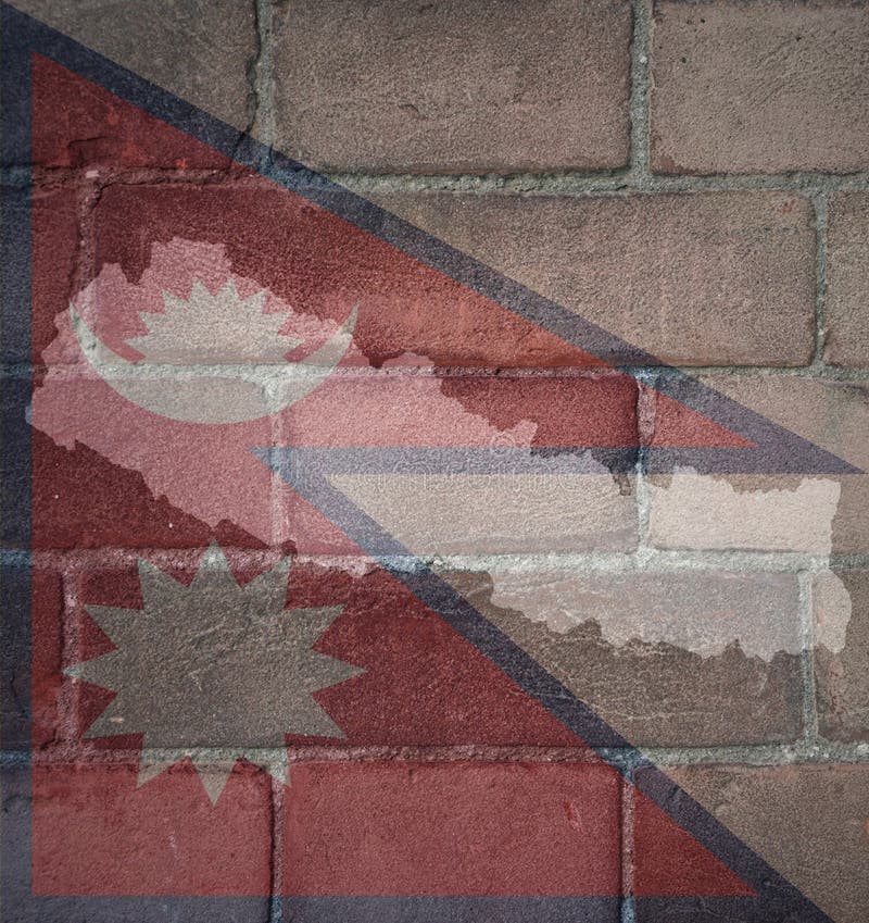 Map and Flag of Nepal on a Old Brick Wall Stock Illustration ...