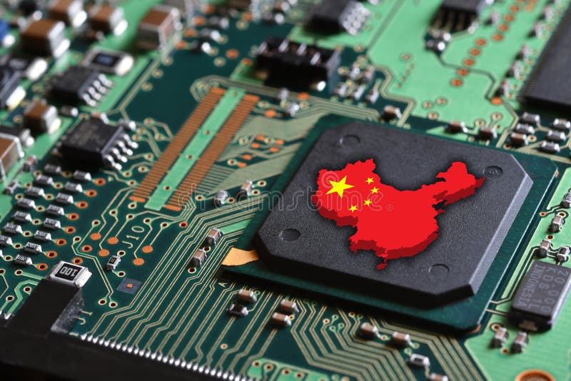 Map and Flag of the Republic of China on Microchips of a Printed ...