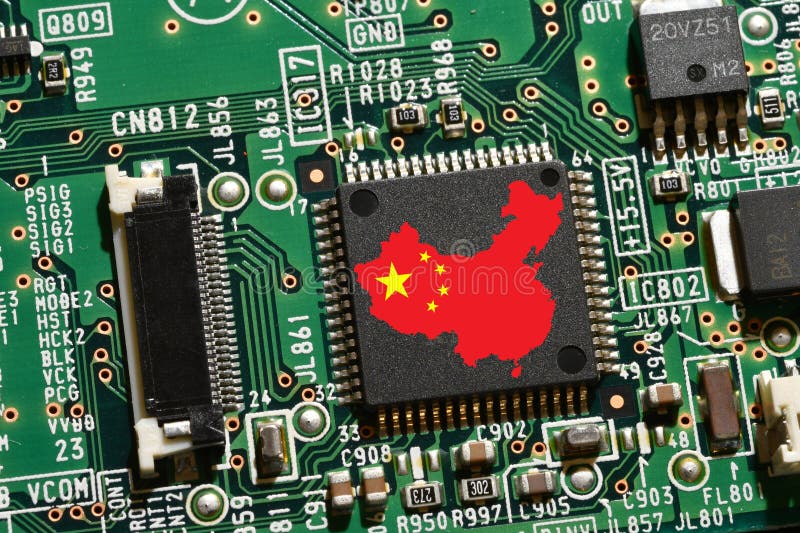 Map and Flag of the Republic of China on Microchips of a Printed ...