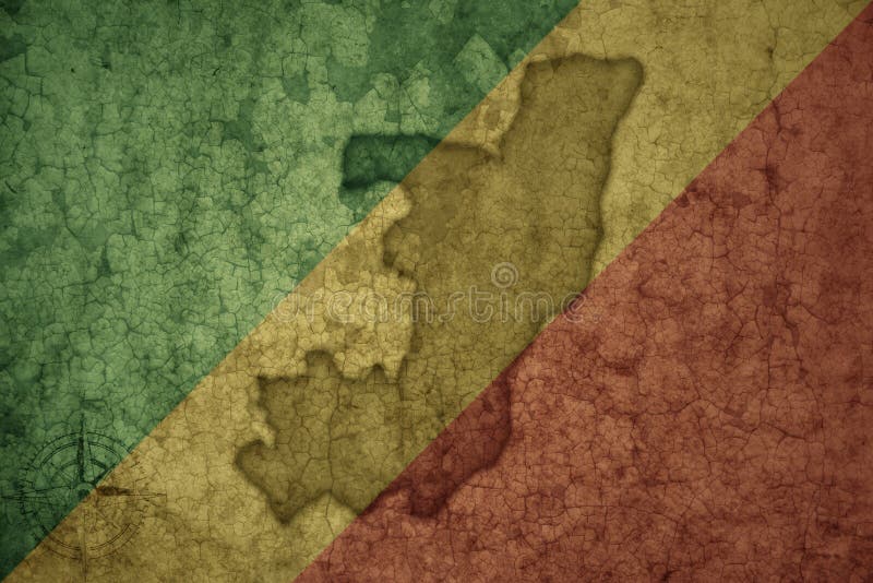 Map and Flag of Republic of the Congo on a Old Vintage Crack Paper ...