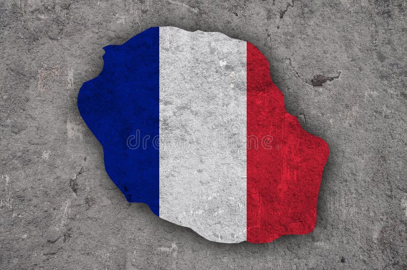Map and Flag of La Reunion on Weathered Concrete Stock Illustration ...