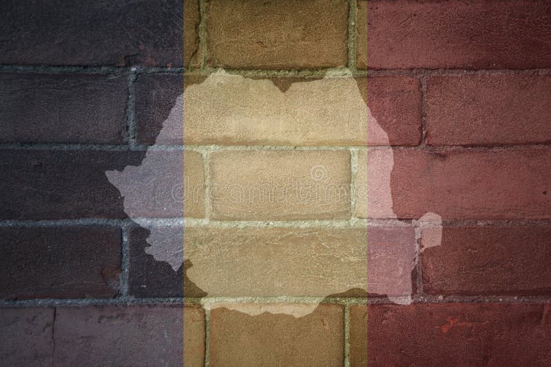 Map and Flag of Romania on a Old Brick Wall Stock Image - Image of ...