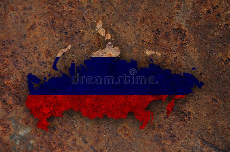 Map and Flag of Russia on Rusty Metal Stock Image - Image of ancient ...