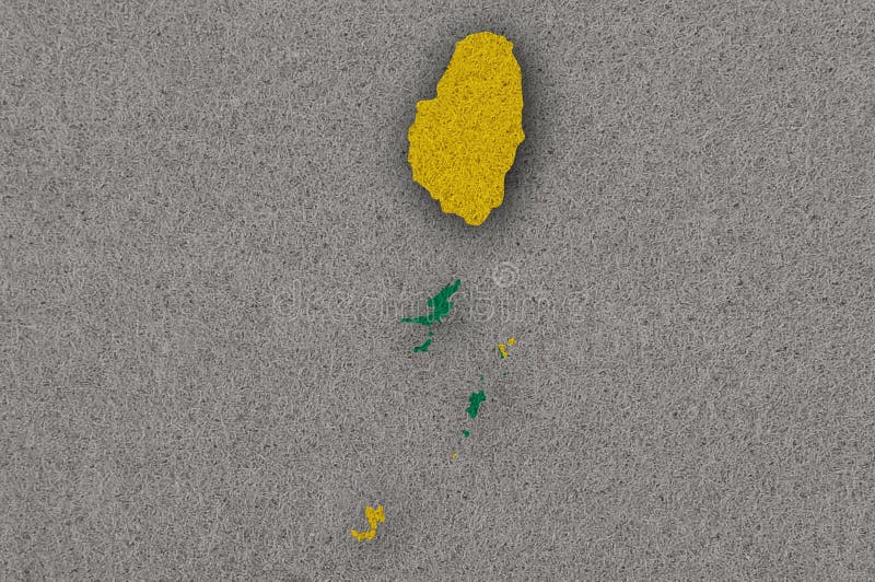 Map and Flag of Saint Vincent and the Grenadines on Felt Stock ...
