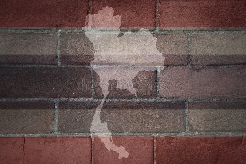Map and Flag of Thailand on a Old Brick Wall Stock Photo - Image of ...