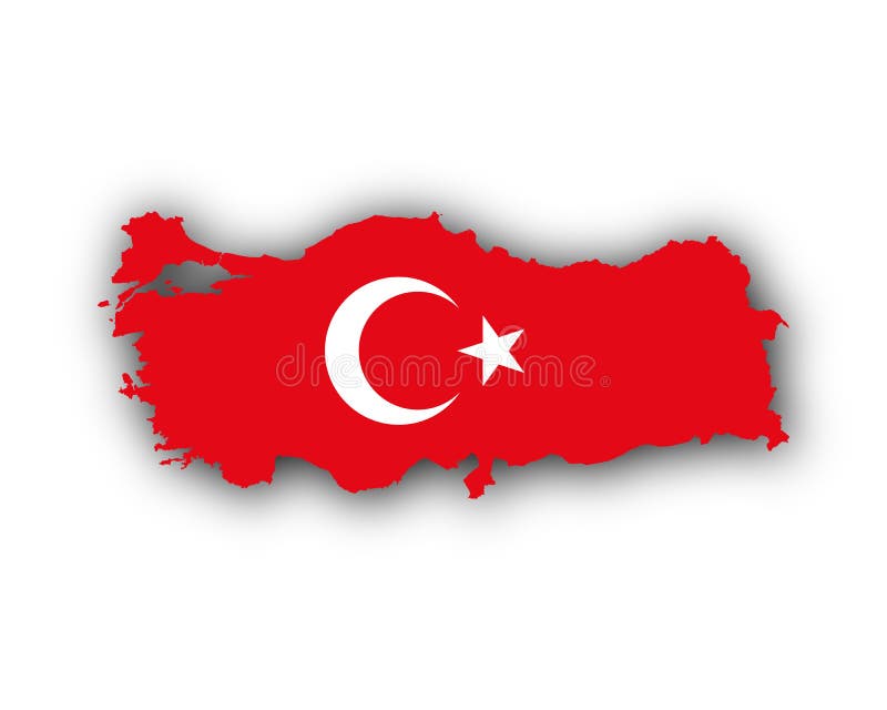 Map and flag of Turkey stock vector. Illustration of silhouette - 92345547