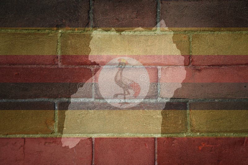 Map and Flag of Uganda on a Old Brick Wall Stock Illustration ...