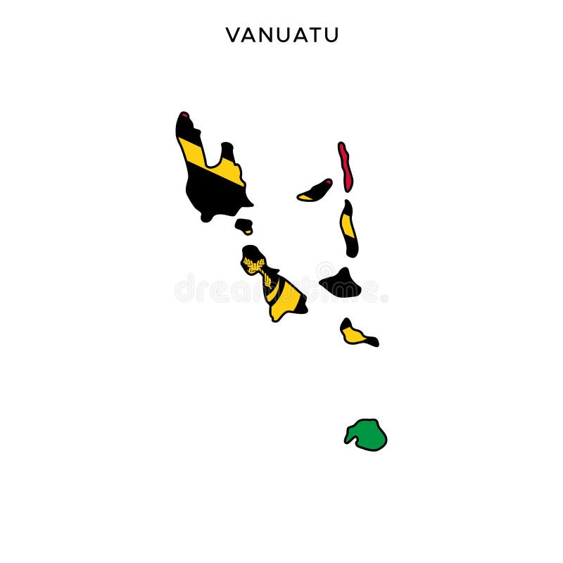 Map and Flag of Vanuatu Vector Design Template with Editable Stroke ...