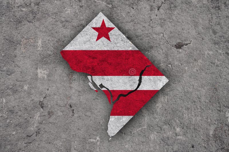 Map and Flag of Washington DC on Weathered Concrete Stock Illustration ...