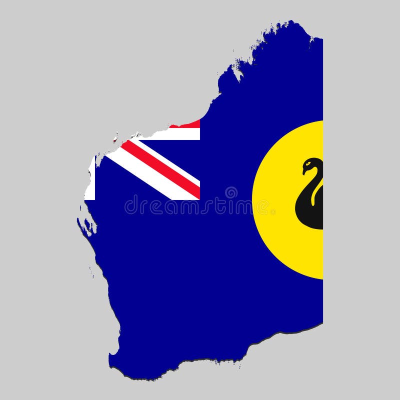 Western Australia Map With Australian National Flag Illustration Stock ...