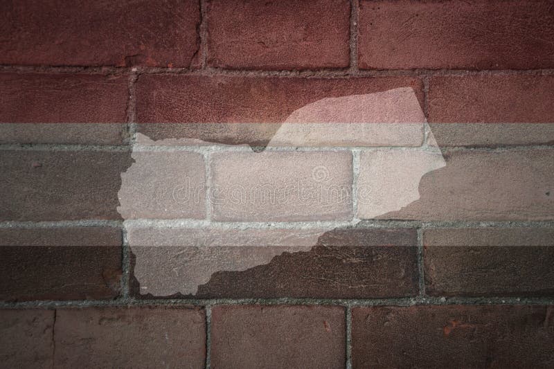 Map and Flag of Yemen on a Old Brick Wall Stock Image - Image of south ...