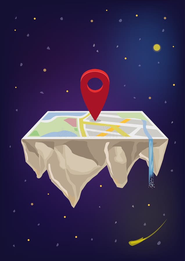 A Map or Flat Earth with a Locator Icon in the Middle. Editable Clip ...