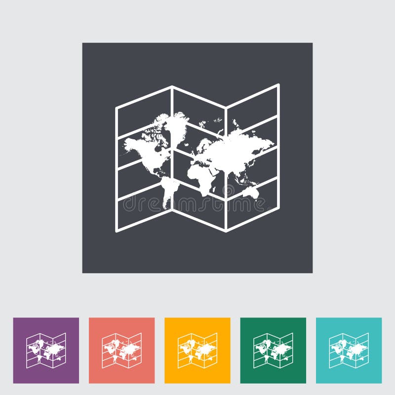 Map flat icon stock vector. Illustration of geographical - 92433070