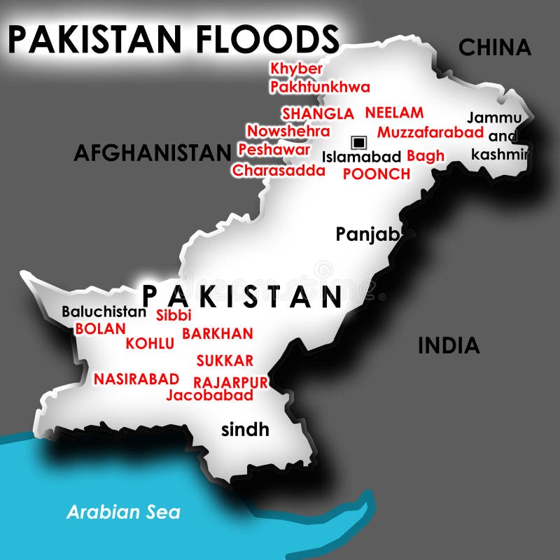 Map of flood in Pakistan stock illustration. Illustration of pakistan ...