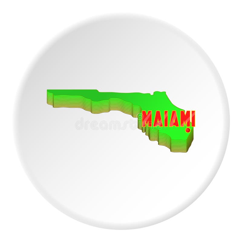 Map of Florida with Miami Icon, Cartoon Style Stock Vector ...