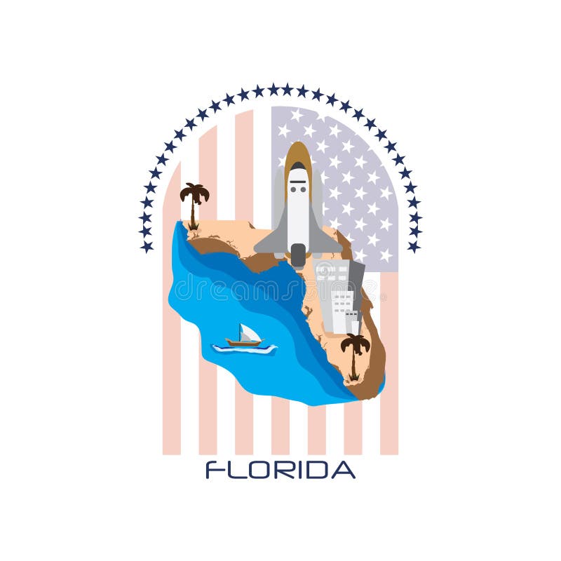 Map of Florida State. Vector Illustration Decorative Design Stock ...