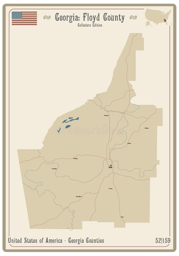 Map of Floyd County in Georgia Stock Vector - Illustration of seat ...