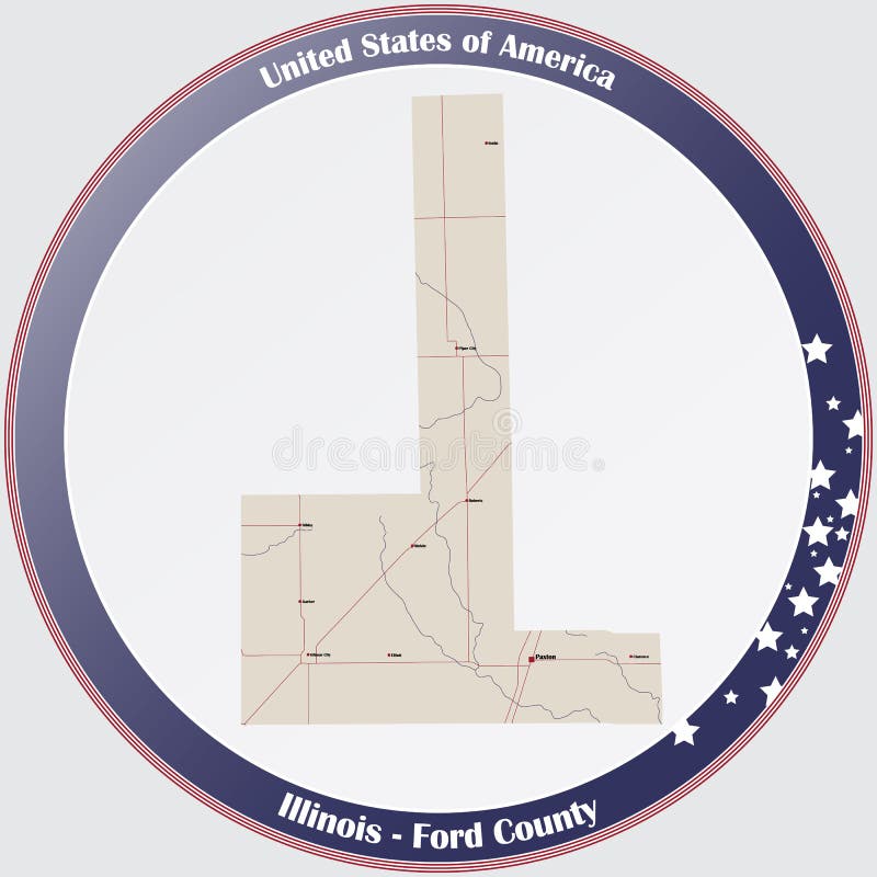 Map of Ford County in Illinois Stock Vector - Illustration of colorful ...