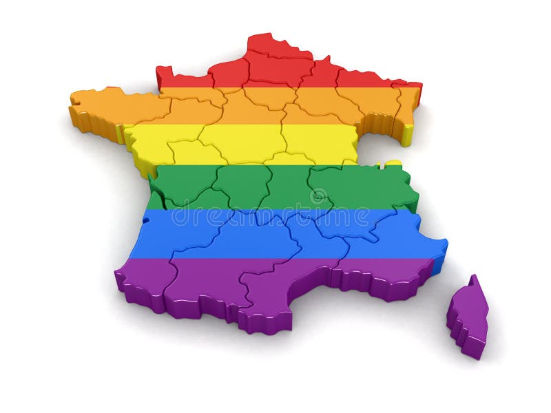 Map of France with LGBT Flag Stock Illustration - Illustration of lgbt ...