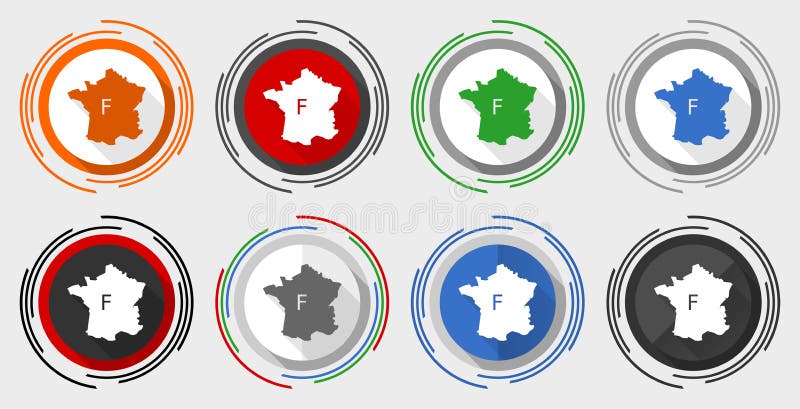 Map of France Modern Design Flat Graphic in 8 Options for Web Design ...