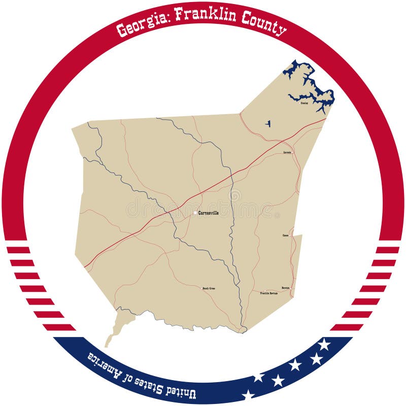 Map of Franklin County in Georgia, USA Stock Vector - Illustration of ...