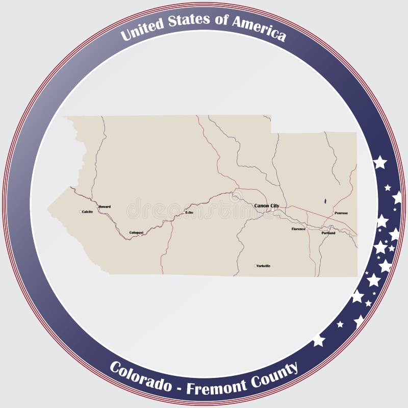 Map of Fremont County in Colorado Stock Vector - Illustration of land ...