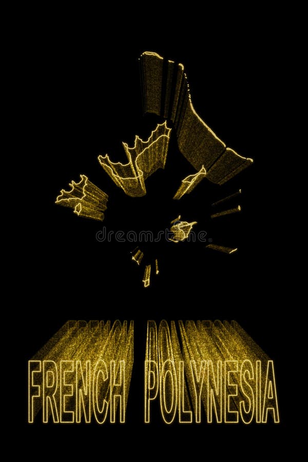 Map of French Polynesia, Gold Map on Black Background Stock ...