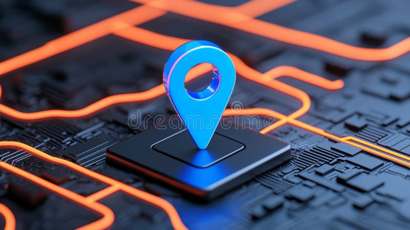 A Map of the Future Featuring Location Markers and a Luminous Network ...